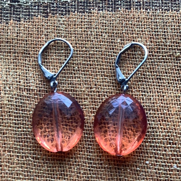 costume | Jewelry | Dangle Orange Pierced Earring Hard Plastic Hood ...